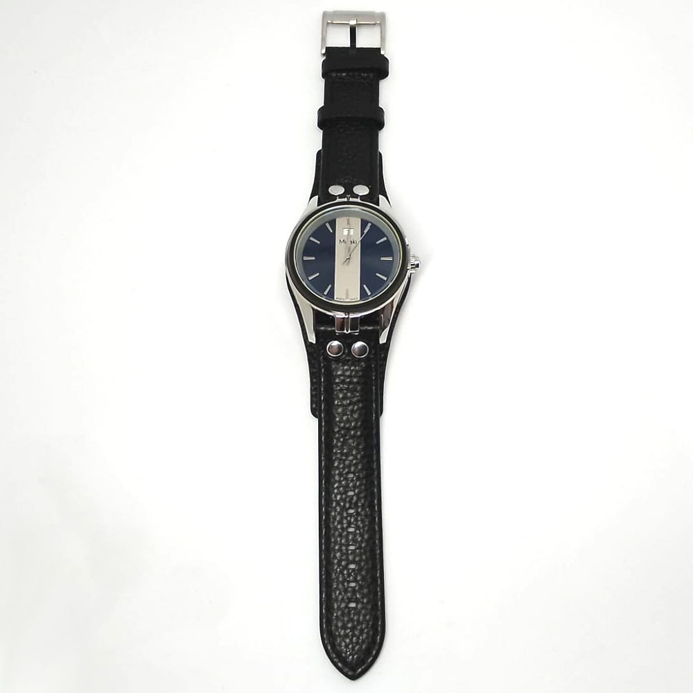 Misaki ADRENALINBLS Stylish Black Leather Strap Mens Watch – Watch it ...