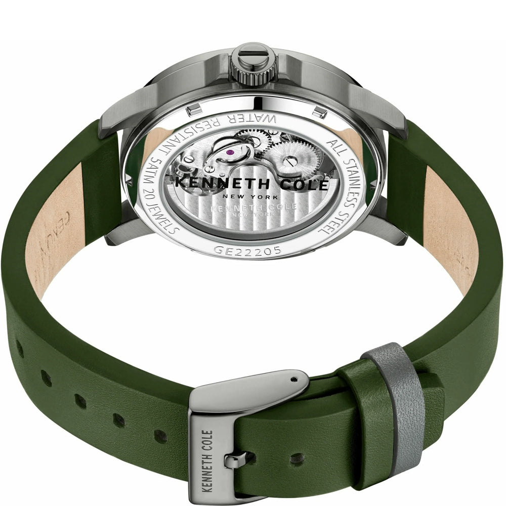 Kenneth Cole Green Leather Strap Automatic Men Watch KCWGE2220501 ...