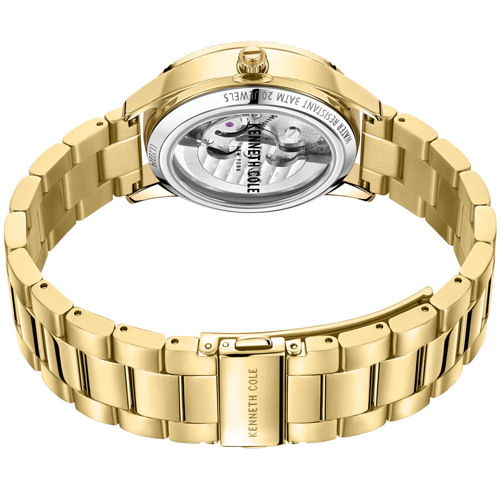 Kenneth Cole Gold Tone Stainless Steel Strap Automatic Ladies Watch KC ...