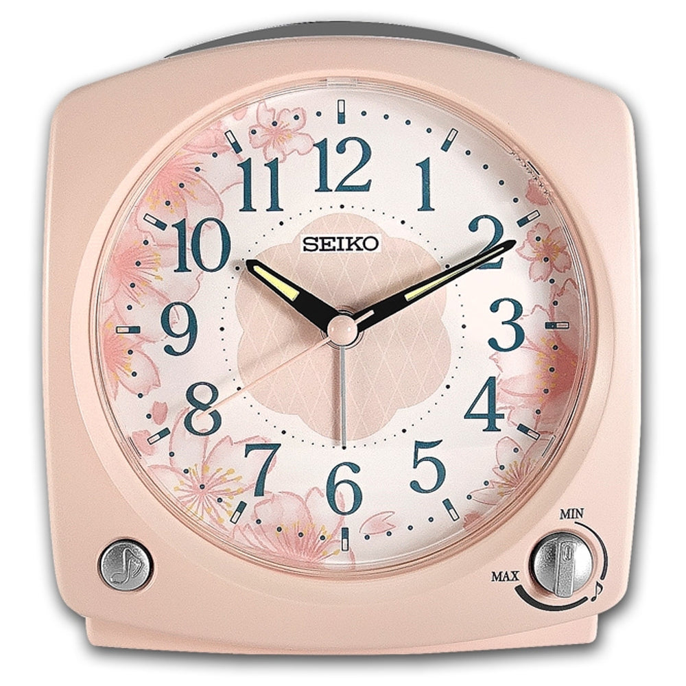 Seiko Alarm clock wIth selectable beep, melody & bird sounds (floral d ...