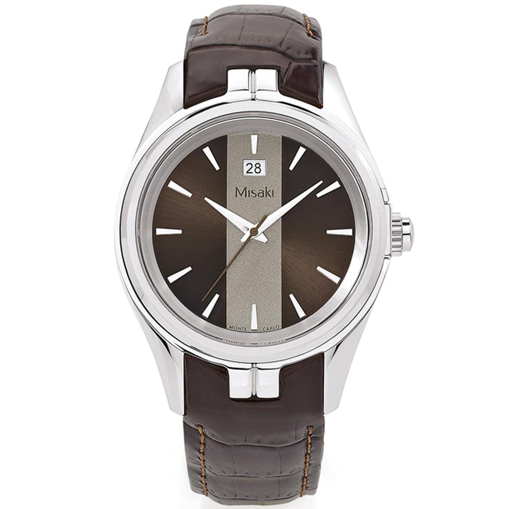 Misaki ADRENALINBRS Stylish Brown Leather Strap Mens Watch – Watch it ...