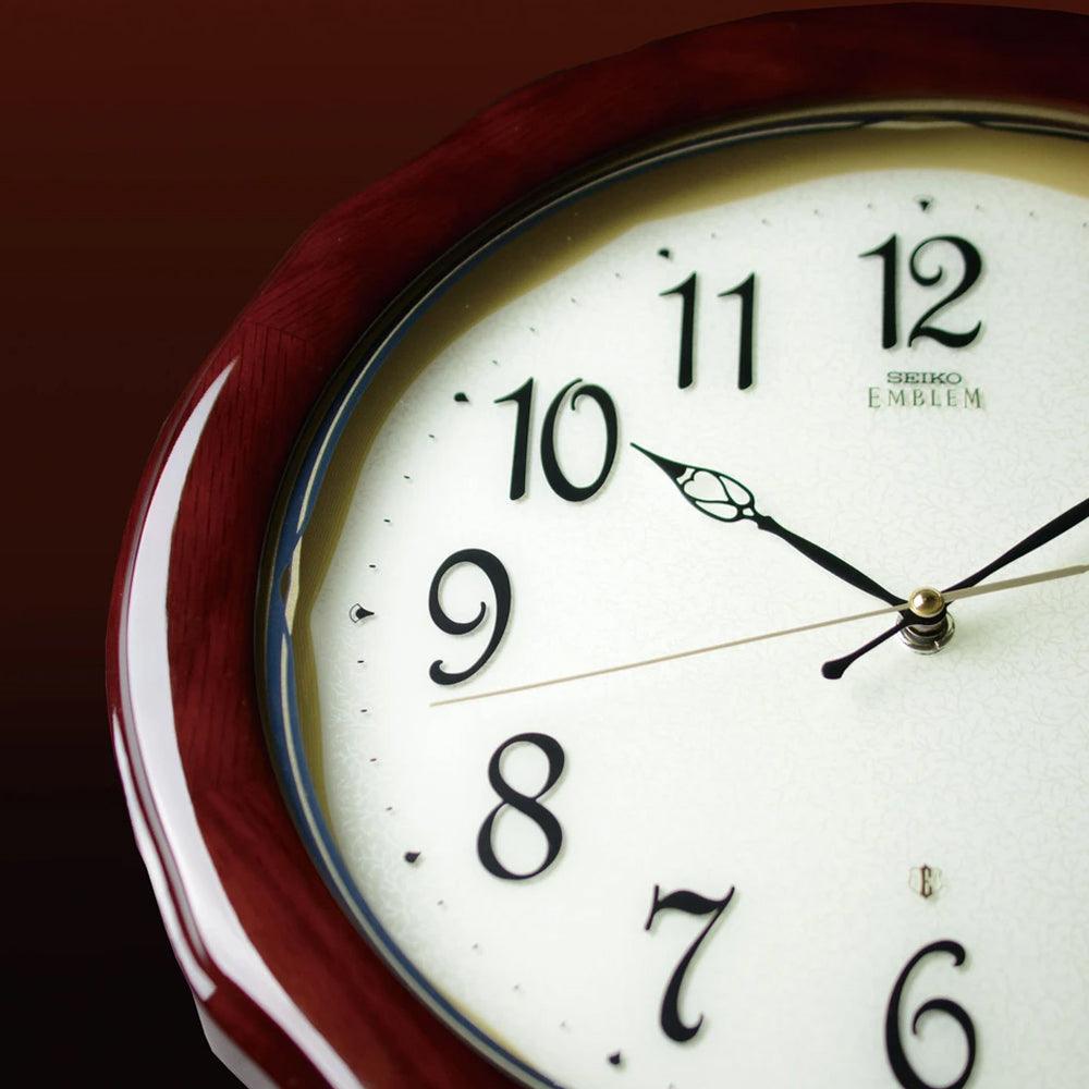 Seiko Emblem Oak Wood Piano Finish Wall Clock AHS521B – Watch it! Pte Ltd